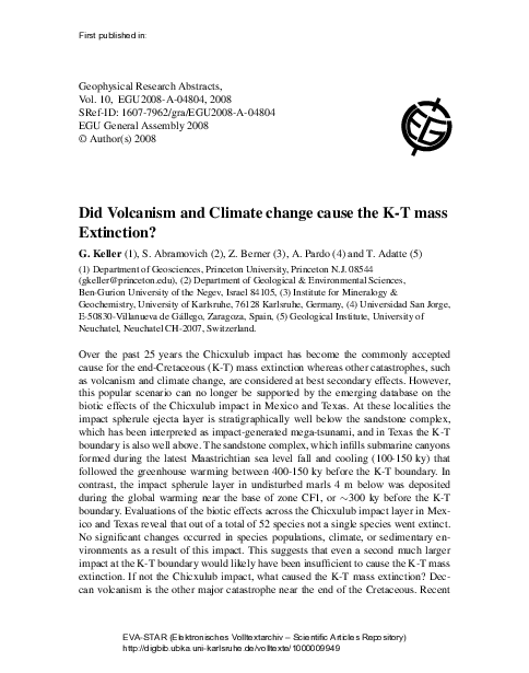 (PDF) Did volcanism and climate change cause the K-T mass extinction?
