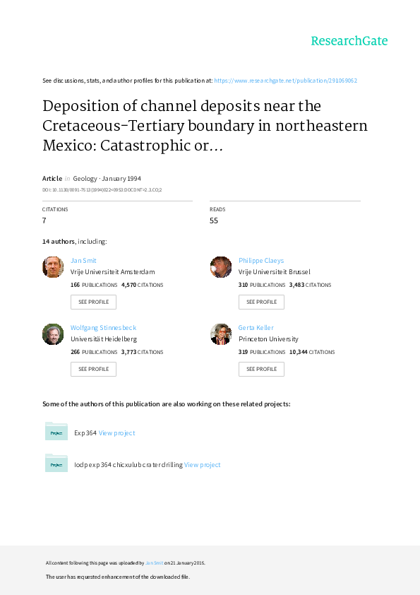 (PDF) Deposition of channel deposits near the Cretaceous-Tertiary ...