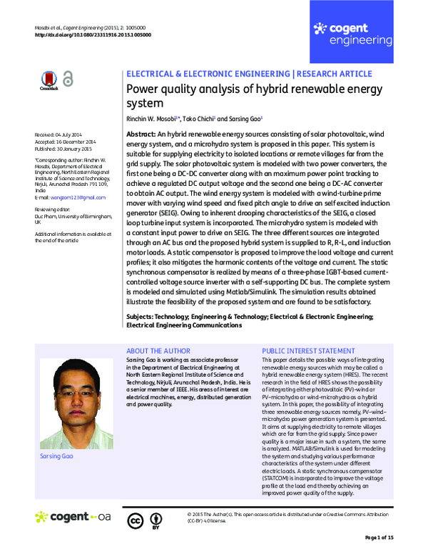 (PDF) Power quality analysis of hybrid renewable energy system