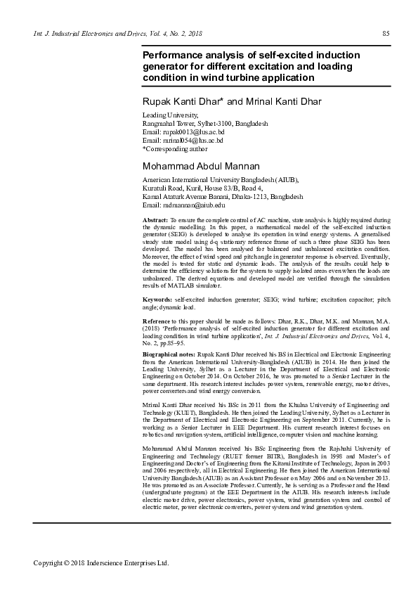 Pdf Performance Analysis Of Self Excited Induction And Reluctance Generators