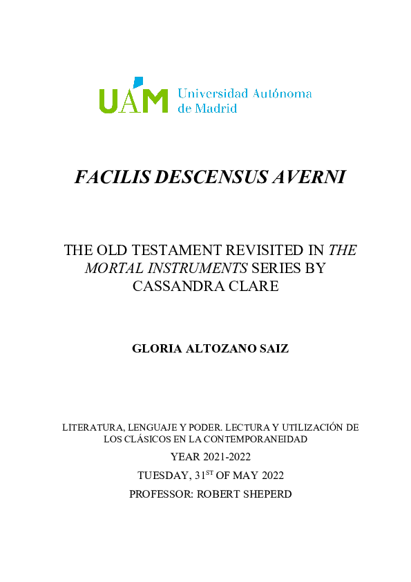 (DOC) FACILIS DESCENSUS AVERNI. THE OLD TESTAMENT REVISITED IN "THE ...