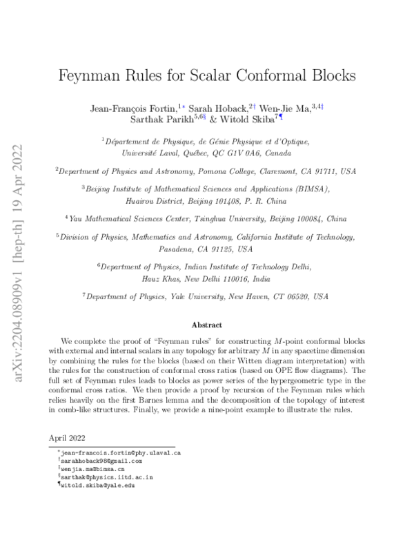Pdf Feynman Rules For Scalar Conformal Blocks Sarah Hoback