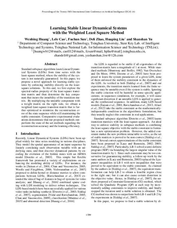 (PDF) Learning Stable Linear Dynamical Systems with the Weighted Least Square Method
