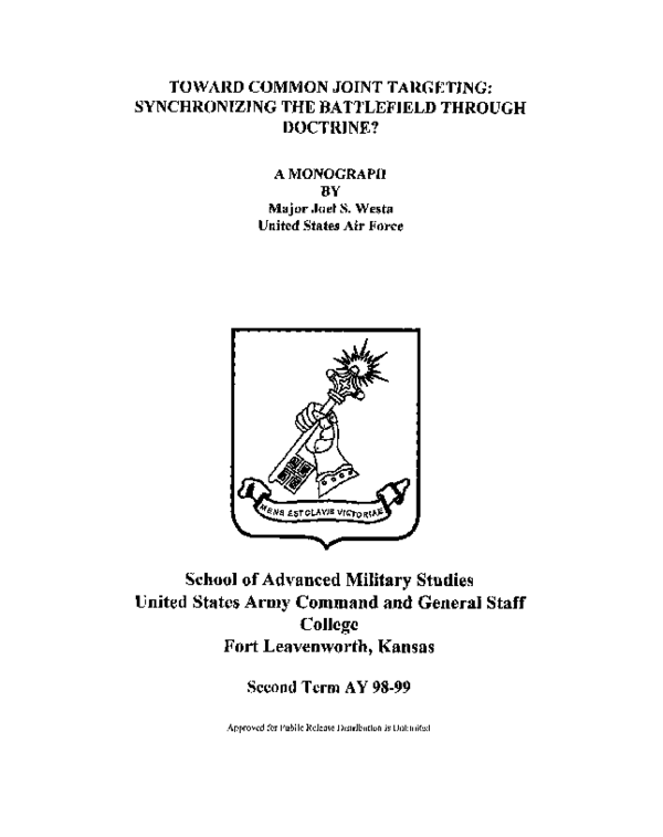 (PDF) Toward Common Joint Targeting: Synchronizing the Battlefield ...