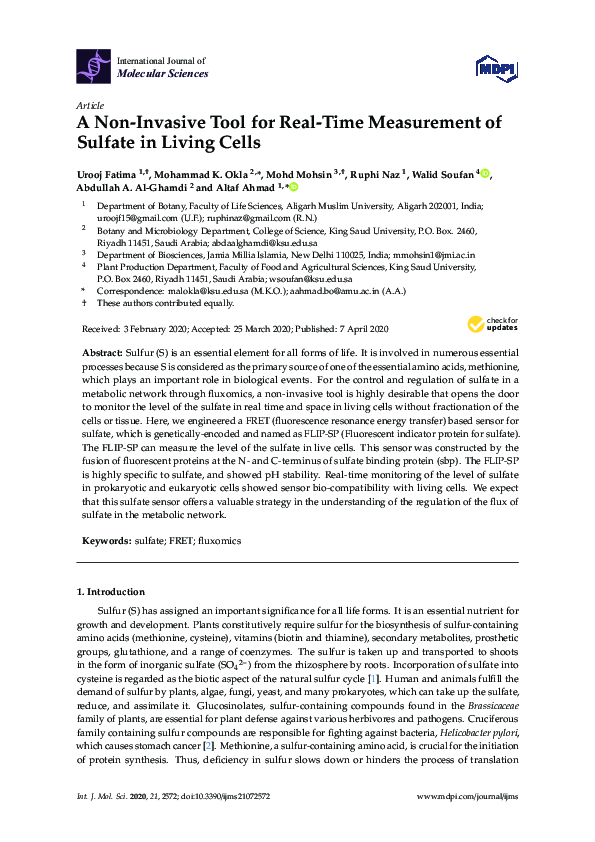 (PDF) A Non-Invasive Tool for Real-Time Measurement of Sulfate in ...