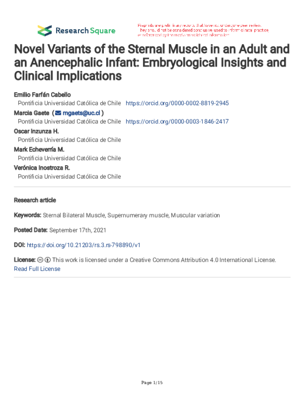 (PDF) Novel Variants of the Sternal Muscle in an Adult and an ...