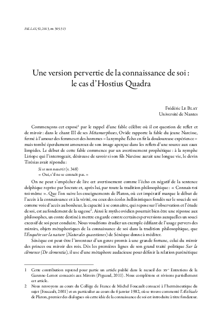 (PDF) Une version pervertie de la connaissance de soi : le cas d ...
