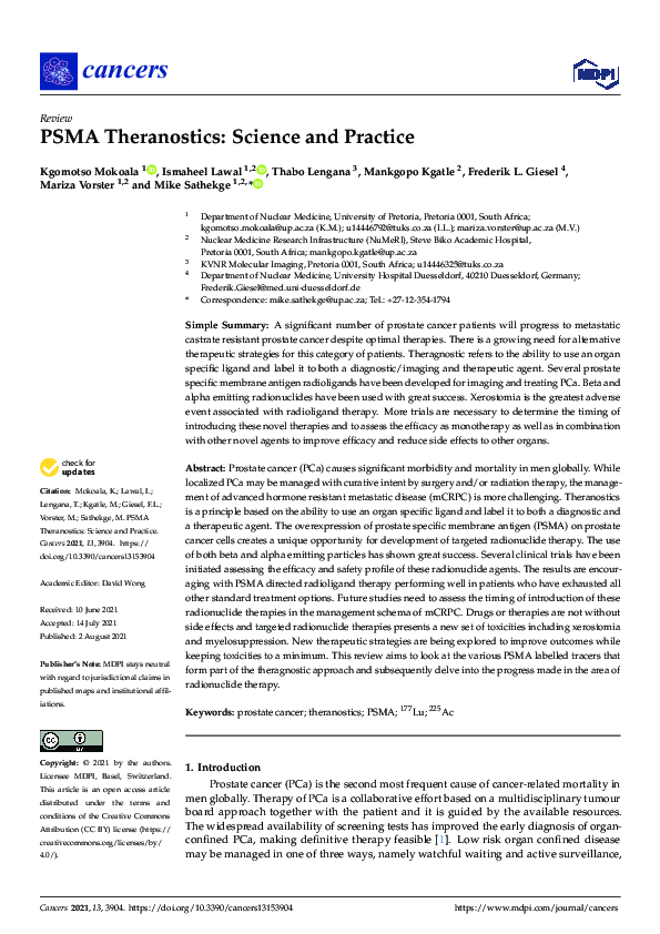 Pdf Psma Theranostics Science And Practice