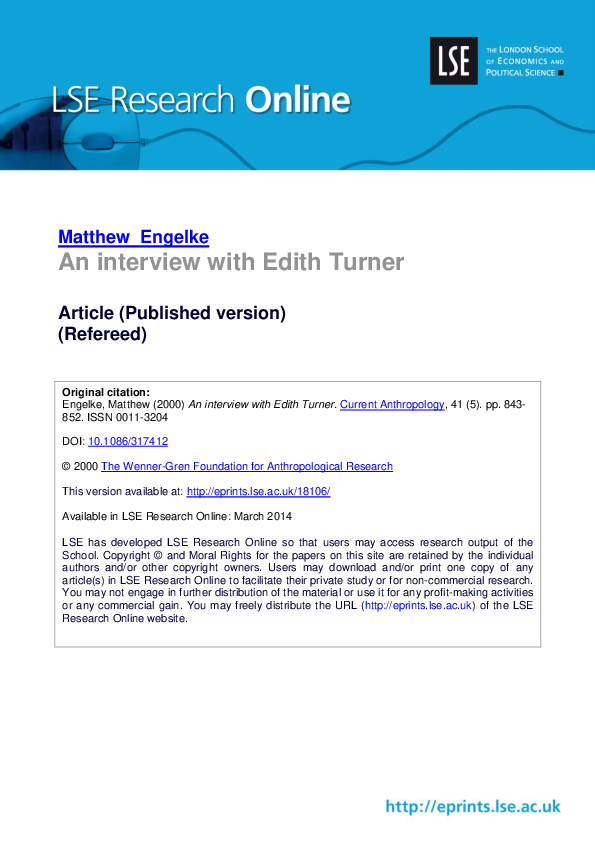 (PDF) An Interview with Edith Turner