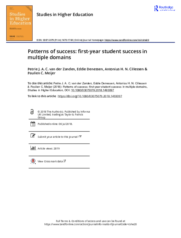 (PDF) Patterns of success: first-year student success in multiple domains