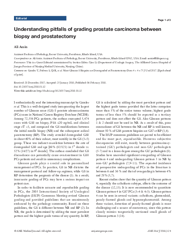 (PDF) Understanding pitfalls of grading prostate carcinoma between ...