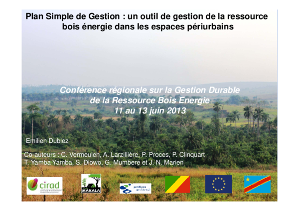 (PDF) Plan Simple de Gestion : un outil de gestion de la ressource bois énergie dans les espaces ...