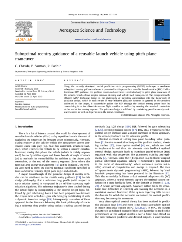 (PDF) Suboptimal reentry guidance of a reusable launch vehicle using ...