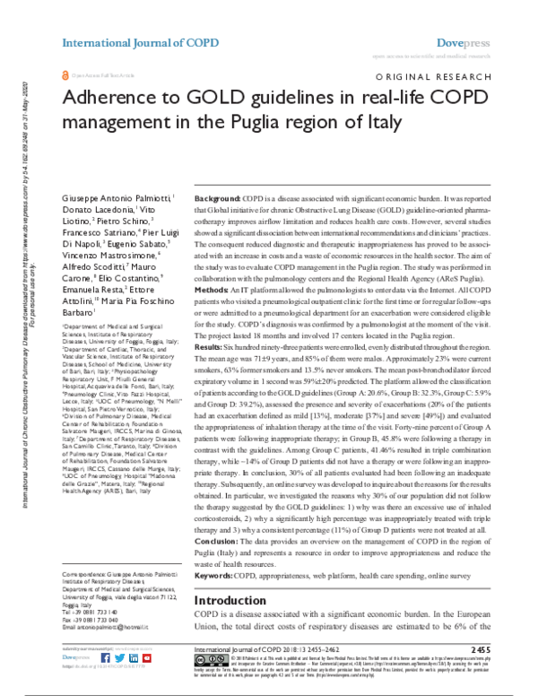(PDF) Adherence to GOLD guidelines in real-life COPD management in the ...