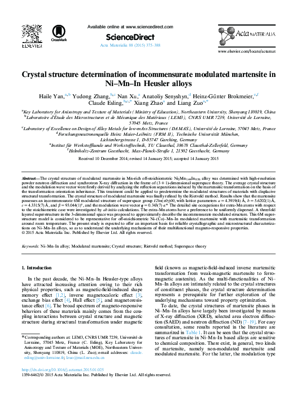 (PDF) Crystal structure determination of incommensurate modulated ...