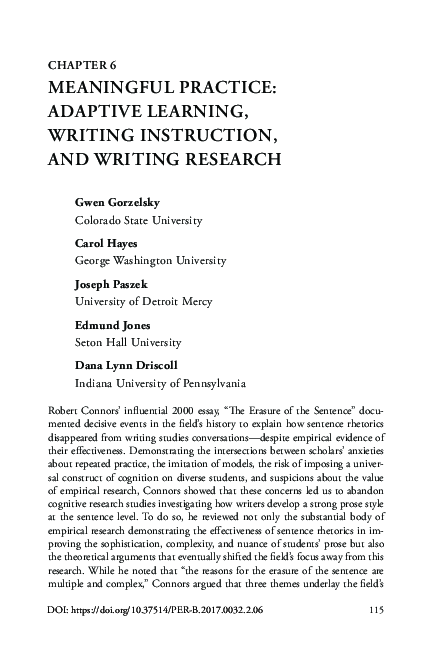 (PDF) Chapter 6. Meaningful Practice: Adaptive Learning, Writing ...