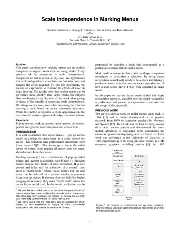 (PDF) Scale Independence in Marking Menus