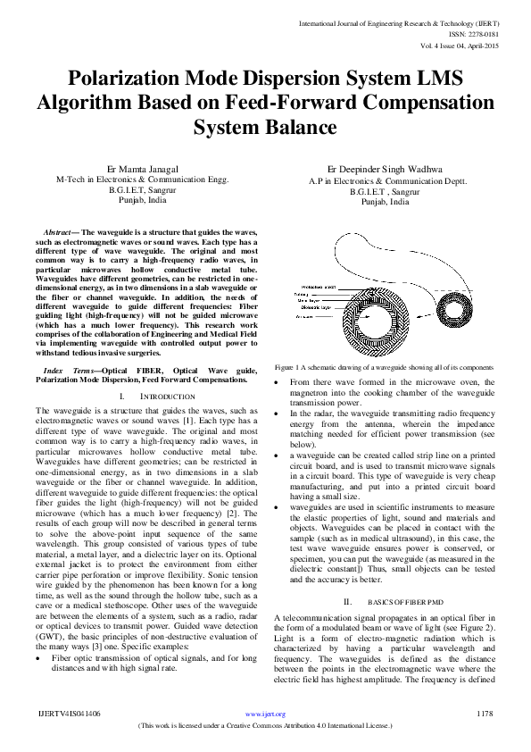 (PDF) Polarization Mode Dispersion System LMS Algorithm Based on Feed ...