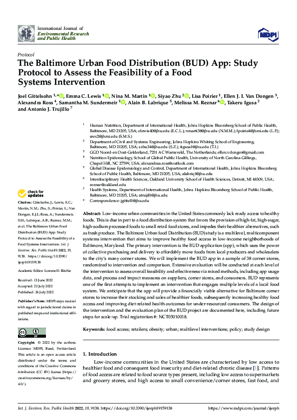 (PDF) The Baltimore Urban Food Distribution (BUD) App: Study Protocol ...