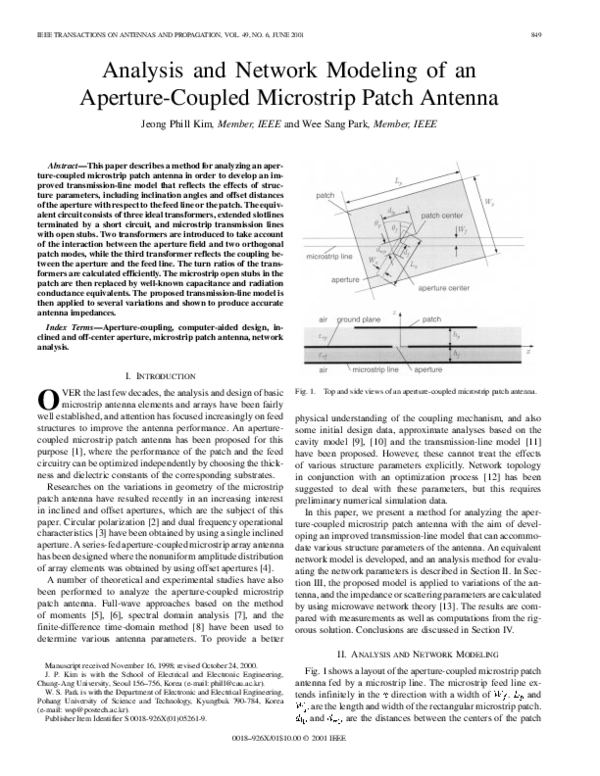 (PDF) Analysis and network modeling of an aperture-coupled microstrip patch antenna