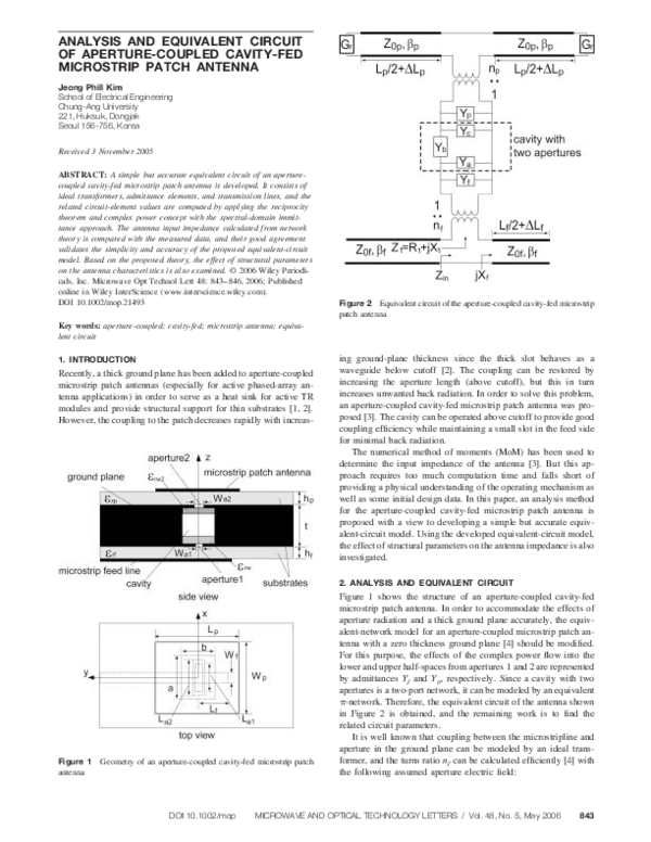(PDF) Analysis and equivalent circuit of aperture-coupled cavity-fed ...