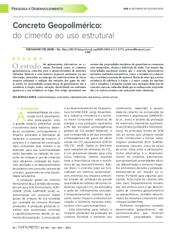 (PDF) Concreto geopolimérico: do cimento ao uso estrutural
