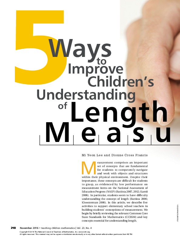 (PDF) 5 Ways to Improve Children's Understanding of Length Measurement