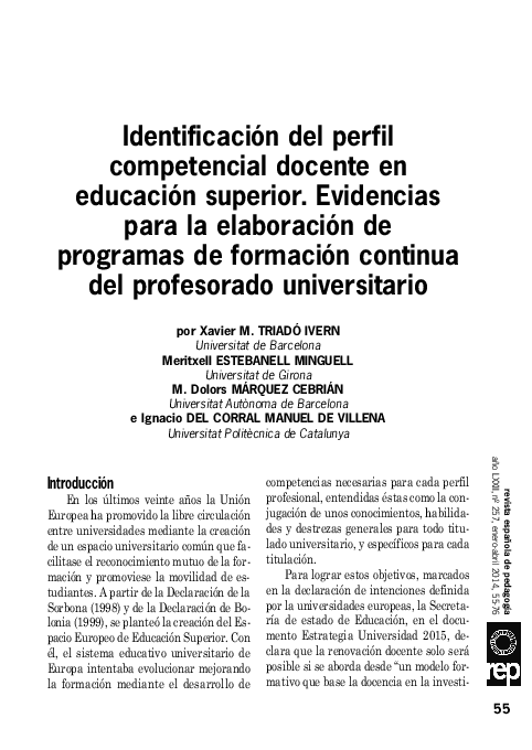 (PDF) Identificación del perfil competencial docente en educación ...