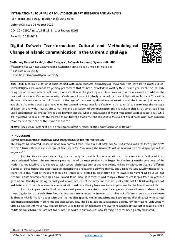 (PDF) Digital Da’wah Transformation: Cultural and Methodological Change ...