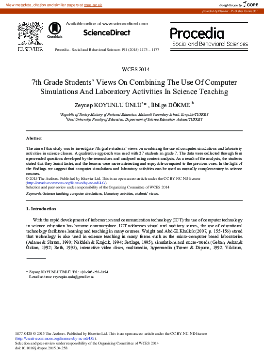 (PDF) 7th Grade Students’ Views on Combining the use of Computer ...