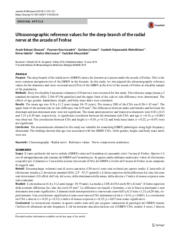(PDF) Ultrasonographic reference values for the deep branch of the ...