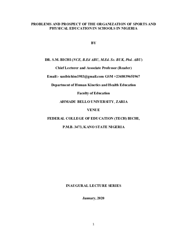 (DOC) FCET INAUGURAL LECTURE SERIES 2020