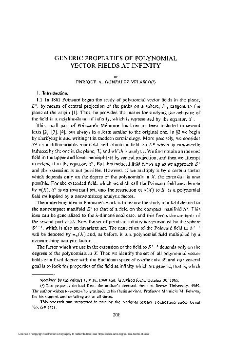 Pdf Generic Properties Of Polynomial Vector Fields At Infinity