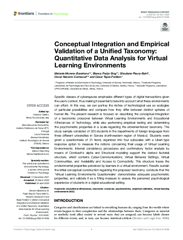 (PDF) Conceptual Integration and Empirical Validation of a Unified Taxonomy: Quantitative Data ...