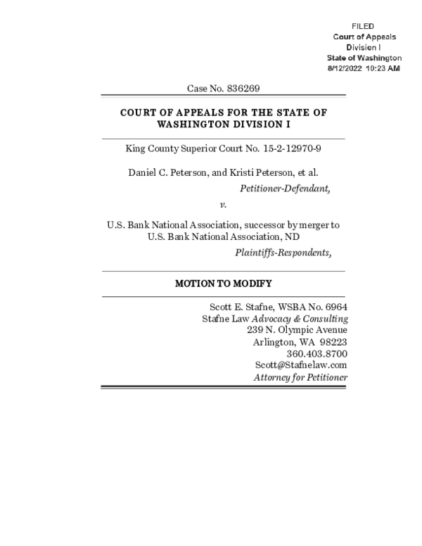 (PDF) Division One of Washington Court of Appeals - Petersons v. U.S ...