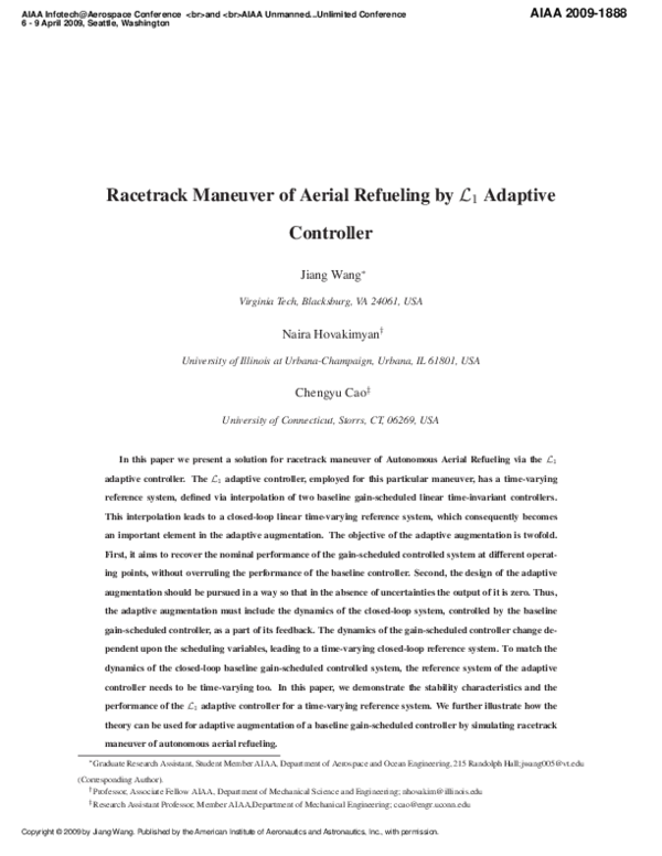(PDF) Racetrack Maneuver of Aerial Refueling by L1 Adaptive Controller