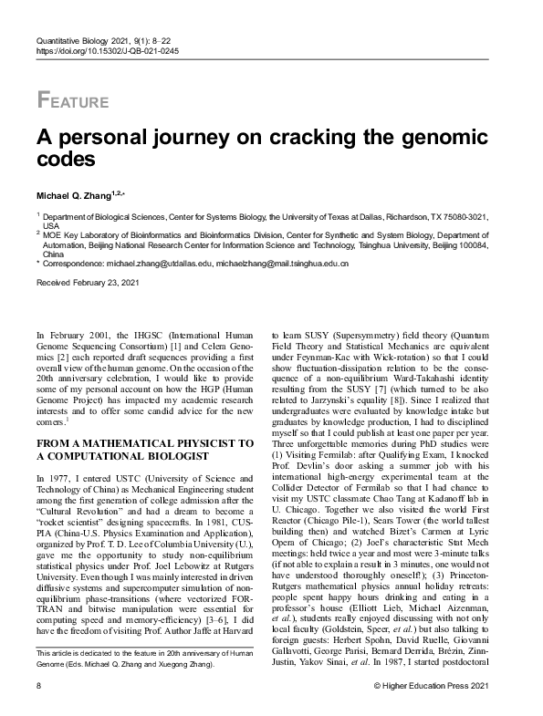 (PDF) A personal journey on cracking the genomic codes