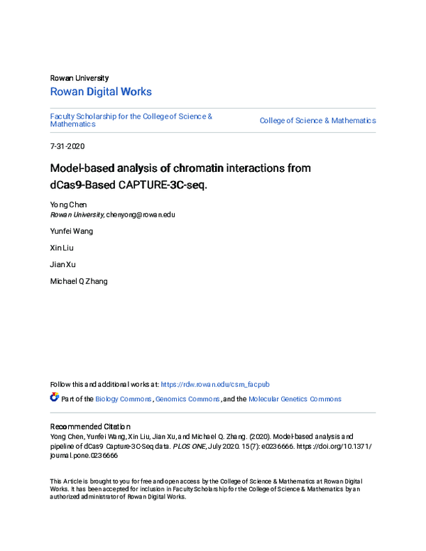 Pdf Model Based Analysis Of Chromatin Interactions From Dcas9 Based Capture 3c Seq