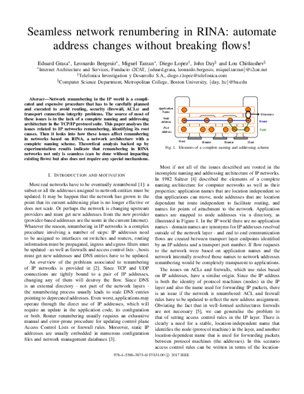 (PDF) Seamless network renumbering in RINA: Automate address changes ...