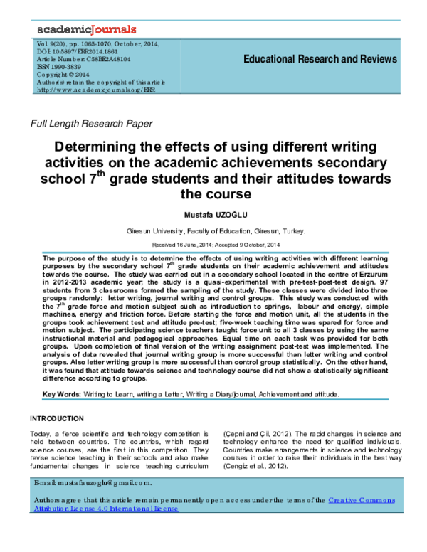(PDF) Determining the effects of using different writing activities on ...