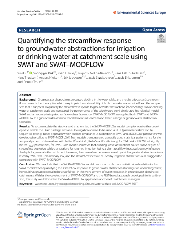(PDF) Quantifying the streamflow response to groundwater abstractions for irrigation or drinking ...