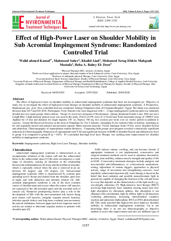 (PDF) Effect of High-Power Laser on Shoulder Mobility in Sub Acromial ...