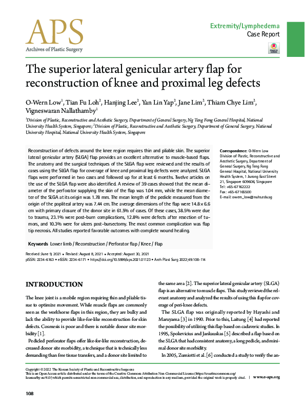 (PDF) The superior lateral genicular artery flap for reconstruction of ...