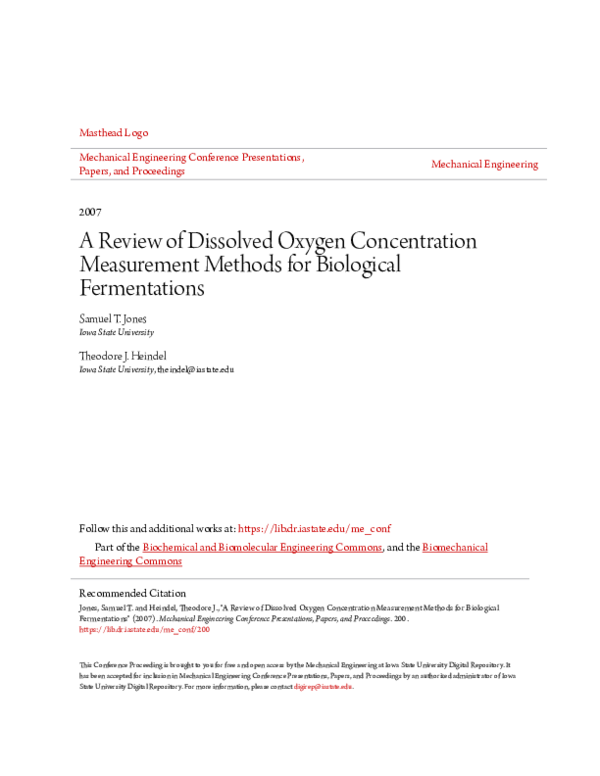 (PDF) A Review of Dissolved Oxygen Concentration Measurement Methods for Biological ...