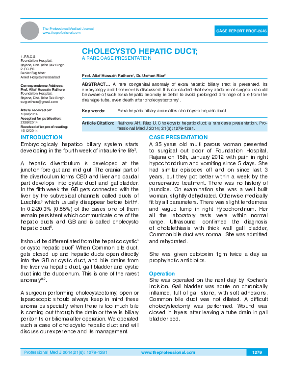 (PDF) Cholecysto Hepatic Duct