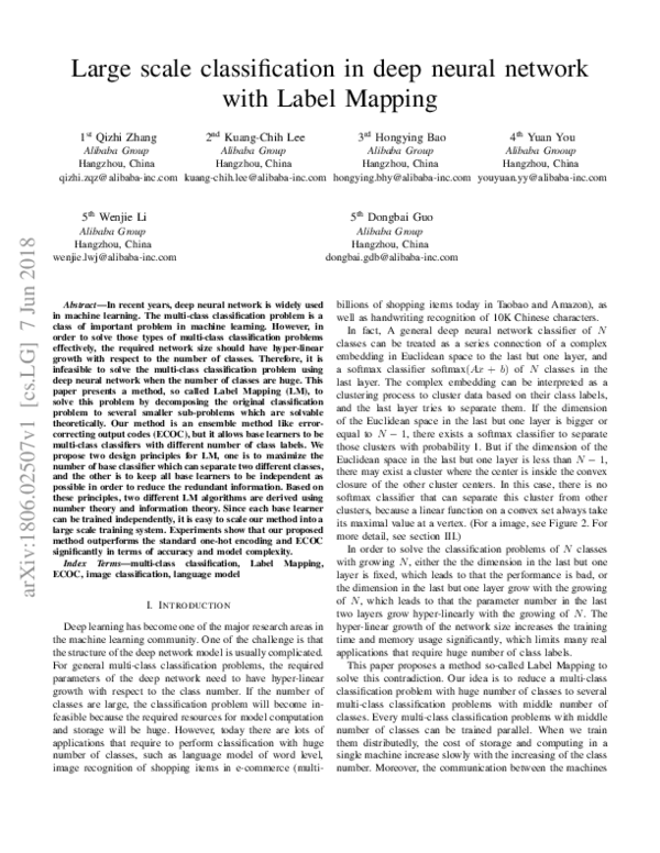 (PDF) Large Scale Classification in Deep Neural Network with Label Mapping