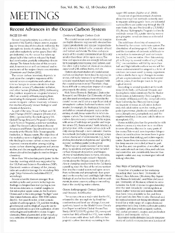 (PDF) Recent advances in the ocean carbon system