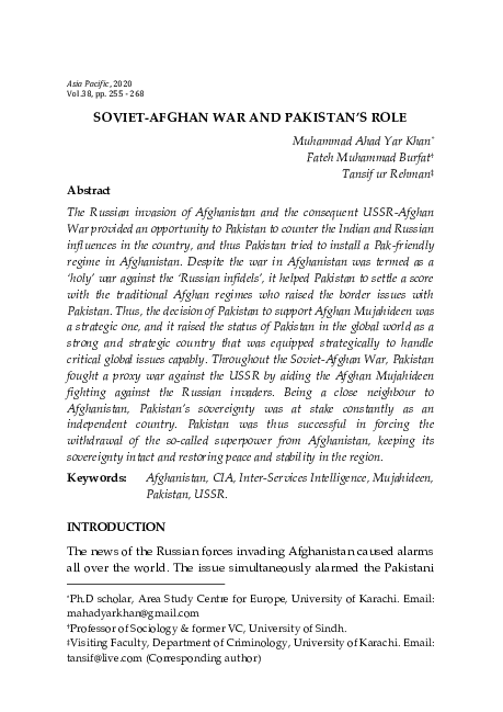 (PDF) Soviet-Afghan War and Pakistan’s Role