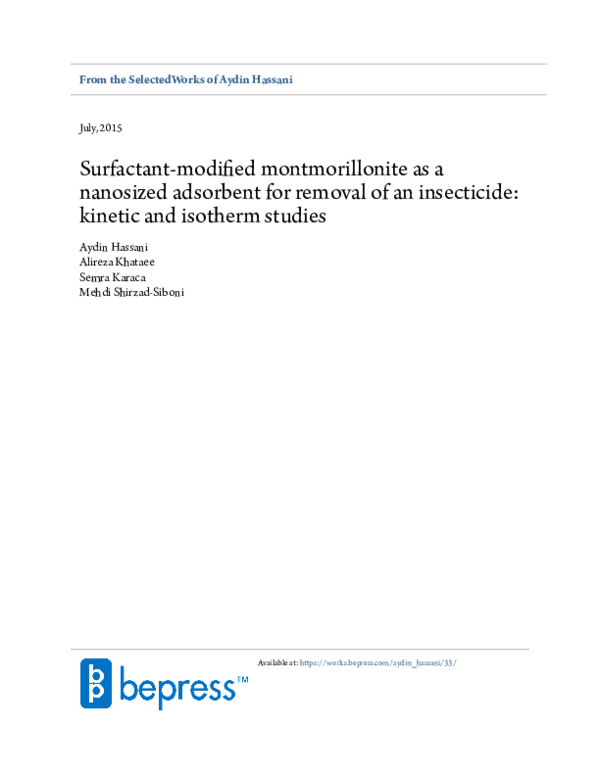 (PDF) Surfactant-modified montmorillonite as a nanosized adsorbent for ...
