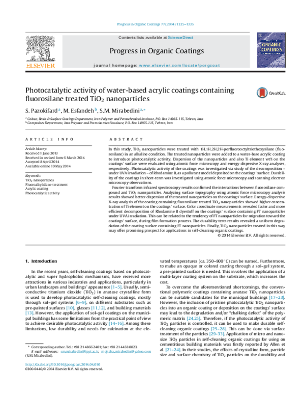 (PDF) Photocatalytic activity of water-based acrylic coatings ...
